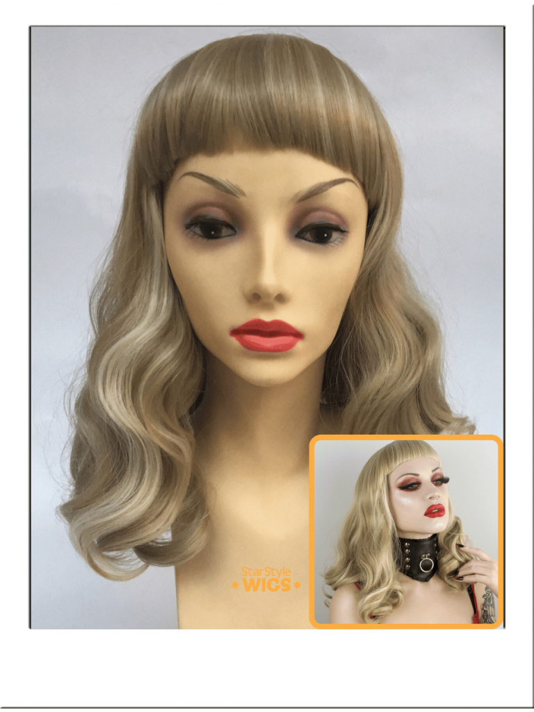 Blonde Curly Wig Pin Up Style With Bangs | Star Style Wigs UK