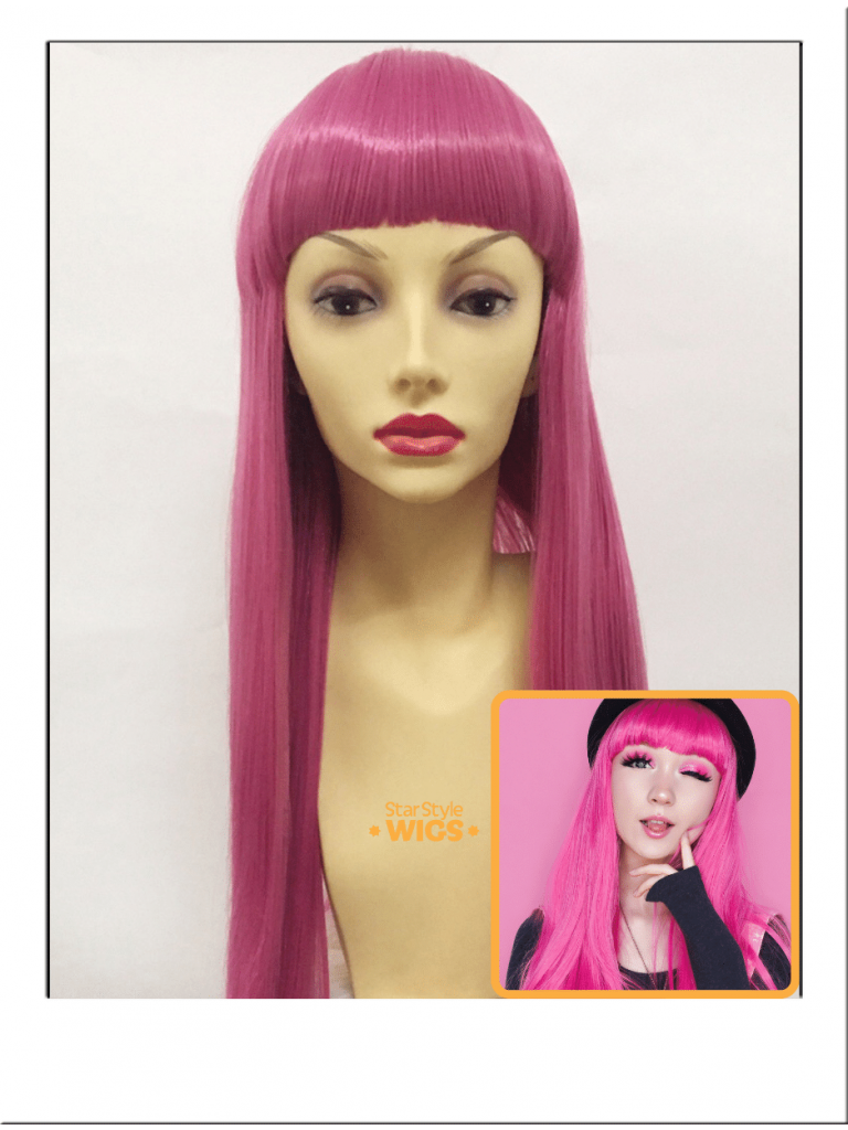 Long Pink Wig With Bangs | Star Style Wigs UK