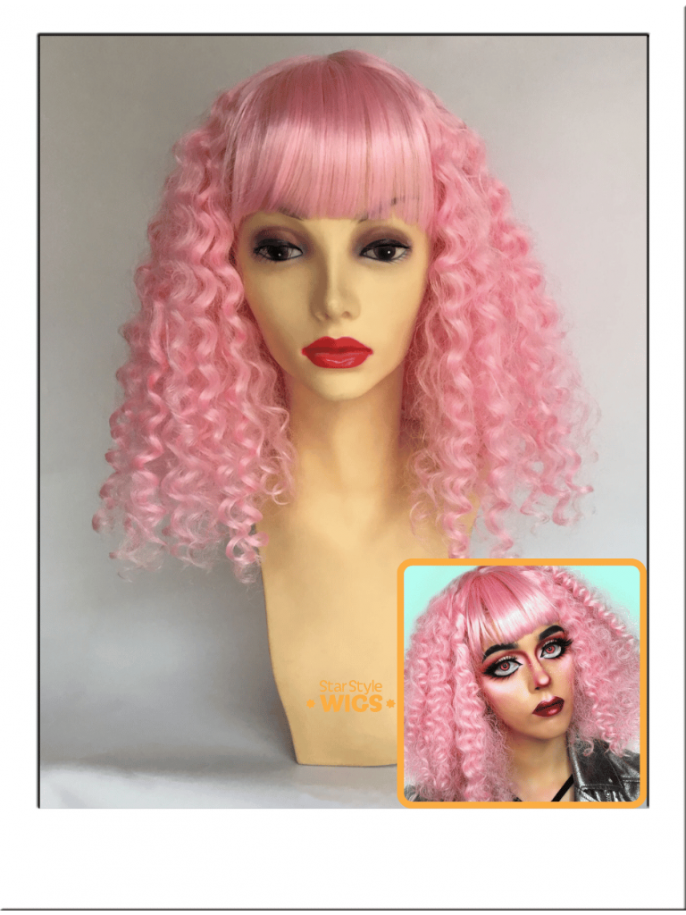 Curly Pink Wig With Bangs | Star Style Wigs UK