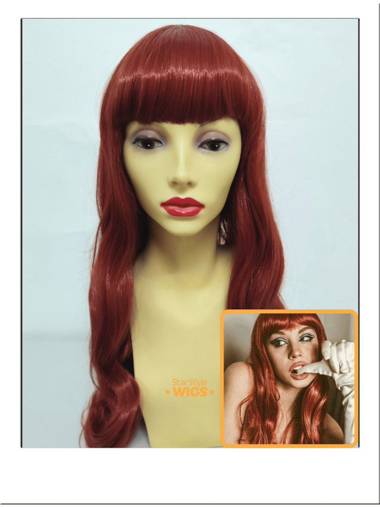 Red Wavy Pin Up Wig With Bangs | Star Style Wigs